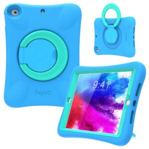 pepkoo kids case for apple ipad 9th 8th 7th generation 10.2 inch 2021 2020 2019 – lightweight flexible shockproof, folding handle stand, full body boy girl cover , blue mint