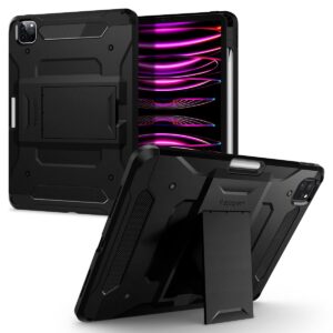 spigen tough armor pro designed for ipad pro 11 inch case m2 4th generation (2022) / 3rd generation (2021) / 2nd generation (2020) / 1st generation (2018) with pencil holder - black