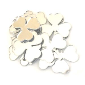 super cool creations clover shaped crafting mirrors, set of 10, many colours, shatterproof acrylic, blue mirror, pack of 10 x 8cm