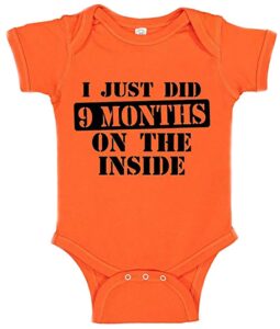 southern sisters i just did 9 months on the inside funny prison baby romper great for newborns or halloween - orange newborn