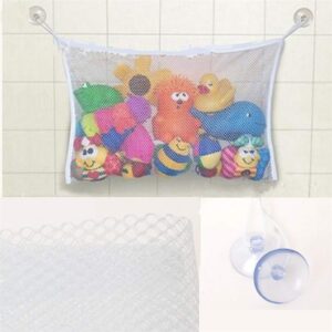 timesuper bath toy organizer hanging storage mesh bags with strong suction cups hooks,45x35cm