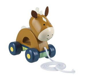 orange tree toys pony pull along | hand painted colorful wooden toy for toddlers age 12m+, sustainably made, perfect for encouraging first steps and developing key motor skills