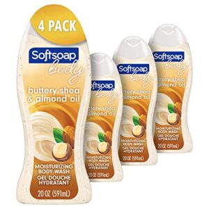 softsoap softsoap moisturizing body wash, shea and almond oil - 20 fluid ounce (4 pack), 20 ounce