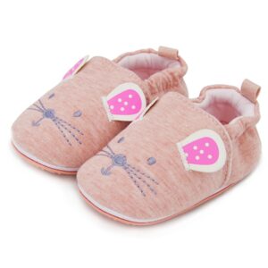 timatego toddler baby boys girls shoes non skid slipper sneaker moccasins infant first walker house walking crib shoes(6-24 months) baby slipper 9-12 months infant, 01 pink cat