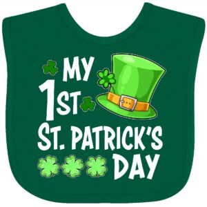 inktastic my 1st st. patrick's day green top hat and clovers baby bib green 39cb3