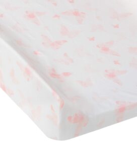 andi mae changing pad cover - watercolor pink butterflies -100% jersey cotton - fits standard changing pads