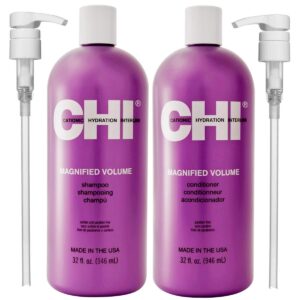 chi magnified volume shampoo & conditioner 32oz duo w/pumps