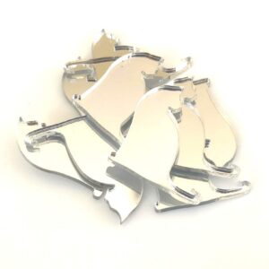 super cool creations cat sitting shaped crafting mirrors, set of 10, many colours, shatterproof acrylic, light grey, pack of 10 x 9cm