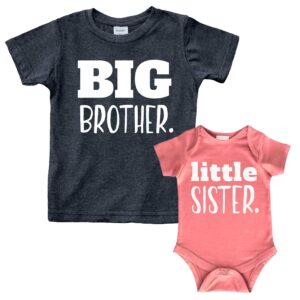 unordinary toddler big brother little sister outfits brother sister sibling matching baby newborn girl set (charcoal black/mauve, kids (2y) / baby (0-3m))