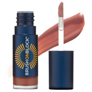 brush on block sun shine protective lip oil spf 30, mineral protection from uva/uvb & blue light, hydrating, cruelty-free, gluten-free, & vegan, fig