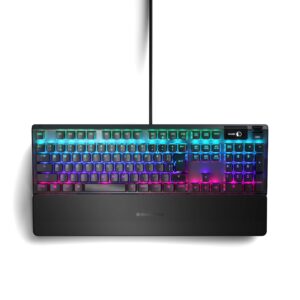 steelseries apex 5 64537 gaming keyboard, wired hybrid mechanical switch, japanese layout, oled display