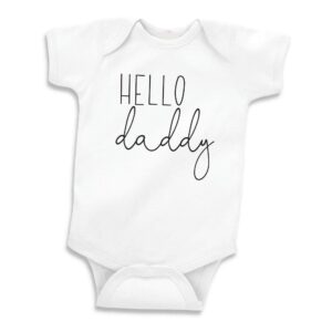 bump and beyond designs baby-boys hello daddy surprise pregnancy announcement leotard to new dad white, 0-3 months