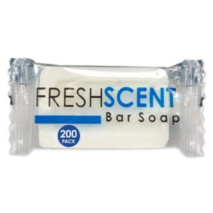 freshscent 1.0 oz bar soap (200 pack) hotel travel size, individually wrapped, vegetable based, bulk amenities and toiletries for hospitality