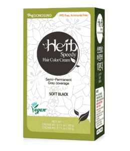 dongsung herb speedy color cream (soft black, 1 pack), ppd-free ammonia-free vegan hair dye with sun protection, odorless, gentle for sensitive scalp, no eye or scalp irritation