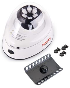 mini centrifuge machine, four e's scientific lab benchtop centrifuge 5400rpm, 2000 x g rcf with 2 interchangeable rotors for 0.2/0.5/1.5/2ml tube capacity