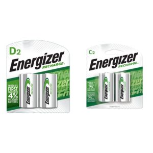 energizer rechargeable c and d batteries, recharge c and d battery precharged combo pack, 4 count