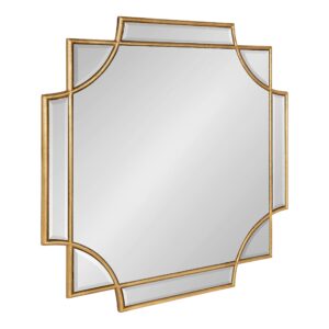 kate and laurel minuette glam square wall mirror, 24" x 24", gold, elegant traditional home decor with a boho charm