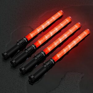 e-riding 4 pack 21 inch traffic wand, air traffic control wand with 3 flashing modes, led multifunction traffic safety baton for airport, parking, car directing