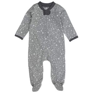 honestbaby sleep and play footed pajamas one-piece sleeper jumpsuit zip-front pjs organic cotton for baby boys, unisex, twinkle star, 3-6 months