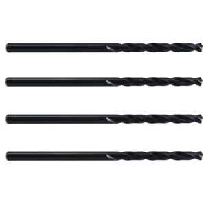 maxtool 9/32"x6" 4pcs identical aircraft extension drills hss m2 extra long deep twist drill bits straight shank fully ground black; acf02b06r18p4