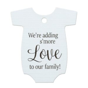 summer-ray 50pcs baby onesie adding s'more love to our family baby shower favors gift tags thank you tags (white)