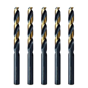 maxtool no.5 5pcs identical jobber length drills dia 0.2055" hss m2 twist drill bits wire gauge gage numbered straight shank drills; jbn02h10r05p5