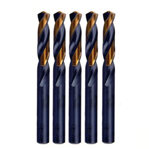 maxtool 1/4" 5pcs identical screw machine drills hss m2 twist stub drill bits black & bronze fully ground straight shank short drills; smf02h10r16p5