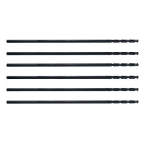 maxtool 7/32"x12" 6pcs identical aircraft extension drills hss m2 extra long deep twist drill bits straight shank fully ground black; acf02b12r14p6