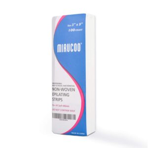 mirucoo 100 pieces large non-woven wax strips for body and facial hair removal, 3 inches x 9 inches salon quality epilating strips