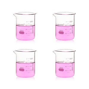 labvida 4pcs 500ml upgrated thick glass beakers, griffin low form beaker set with double scale, 3.3 boro, lva012