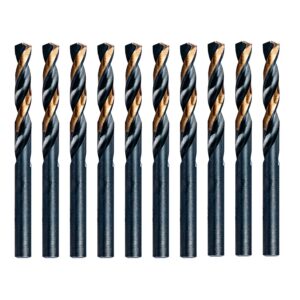 maxtool 9/64" 10pcs identical screw machine drills hss m2 twist stub drill bits black-bronze fully ground straight shank short drills; smf02h10r09p10