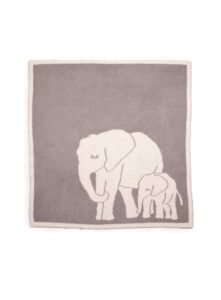 barefoot dreams cozychic follow me blanket, elephant receiving blanket, ultra soft, newborn fuzzy blanket toddler infant unisex throw-30”x32”, dove gray-cream