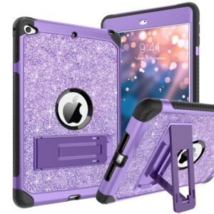 bentoben ipad mini 5 case, ipad mini 4 case, glitter sparkly 3 layers heavy duty rugged shockproof kickstand sturdy leather protective tablet cover for apple ipad mini 5 / ipad mini 4, purple