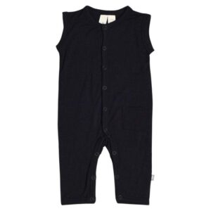 kyte baby romper, bamboo rayon, midnight, 0-3 months, sleeveless snap, baby clothing