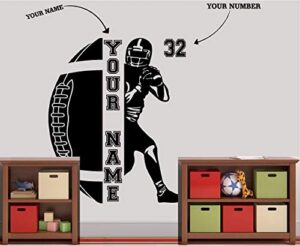 personalized custom football wall vinyl sticker decal - choose your name & numbers custom football sport player - / man-caves, playroom kids bedroom (designs 4)