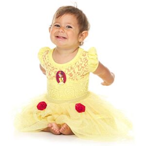 disney infant baby girl princesses belle cinderella tutu dress, yellow, 24 months