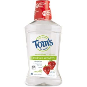 tom's of maine children's anticavity mouth rinse, kids mouthwash, natural mouthwash, silly strawberry, 16 ounce