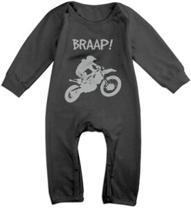 dirt bike - long sleeve baby bodysuit unisex infant footie rompers outfits black