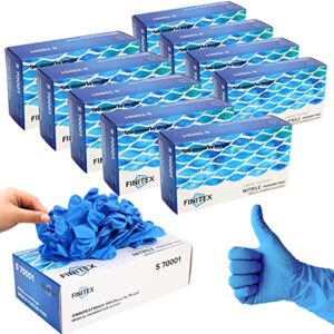 finitex nitrile disposable medical exam gloves - 4 mil powder-free stretch latex-free blue gloves 1000 pcs for examination home cleaning food gloves (1000, small)