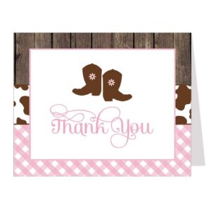 the invite lady cowgirl baby shower thank you first rodeo cow girl notecards notes with envelopes (24 count)