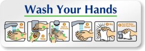 smartsign 2 x 6 inch “wash your hands” hand washing instructions sign with adhesive backing for bathroom, matte finish, 32 mil anodized aluminum, multicolor, made in usa