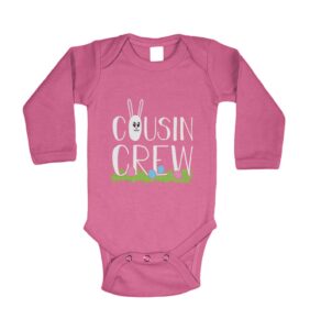 easter cousin crew - cute adorable bunny long sleeve bodysuit (pink - long sleeve, 6 months)