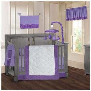 babyfad minky purple 9 piece baby crib bedding set