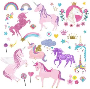 pastel magical unicorn peel and stick wall art sticker decals for girls room nursery parties