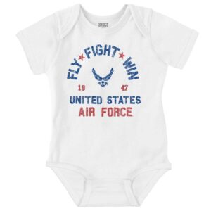 brisco brands fly fight win usaf american air force baby romper boys or girls