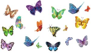 removable creative wall stickers- 17 butterflies, colorful butterfly wall decals kids room mini wall decorations art sticker nursery 3d diy pvc decal