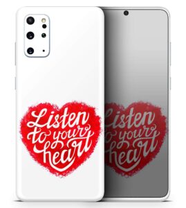 designskinz listen to your heart protective vinyl decal wrap skin cover compatible with the samsung galaxy s20 (screen trim & back glass skin)