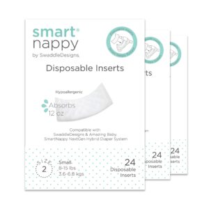 smartnappy disposable inserts for by amazing baby hybrid diaper cover, extra absorbent, no plastic liner, size 2, 8-15 lbs, 72 count