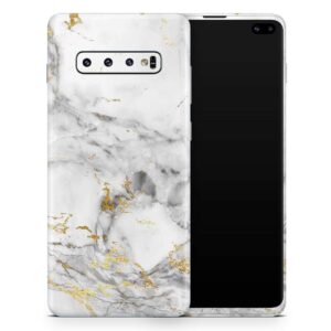 designskinz marble & digital gold foil v8 protective vinyl decal wrap skin cover compatible with the samsung galaxy s20 (screen trim & back glass skin)