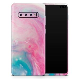 designskinz marbleized pink and blue paradise v712 protective vinyl decal wrap skin cover compatible with the samsung galaxy s20 (screen trim & back glass skin)